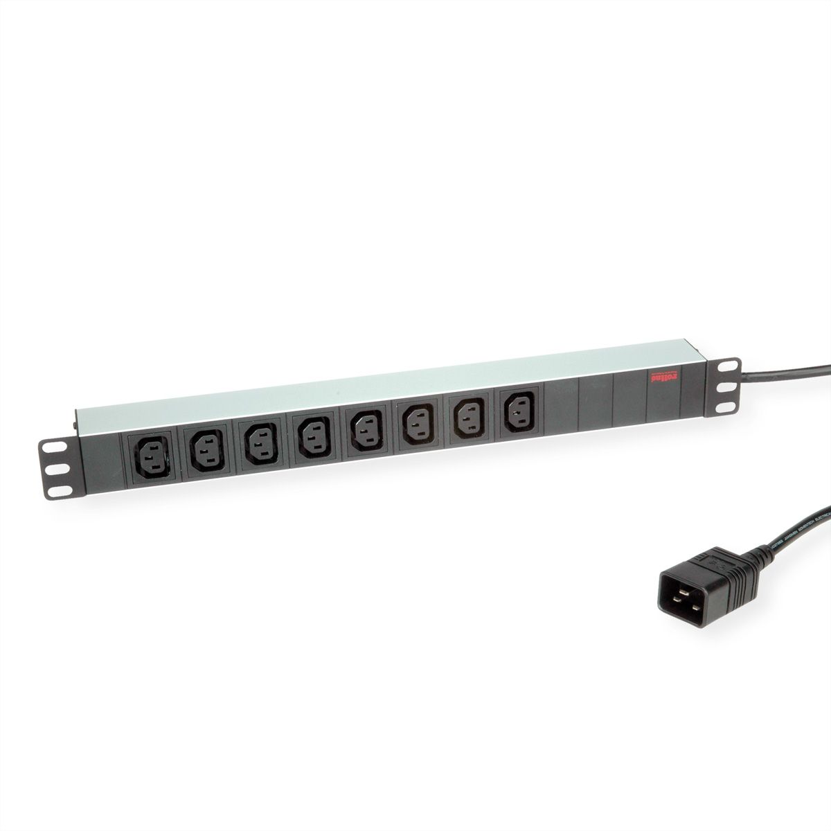 ROLINE 19" stekkerdoos 8-voudig C13 + C20 stekker , Aluminium, 2 m ...
