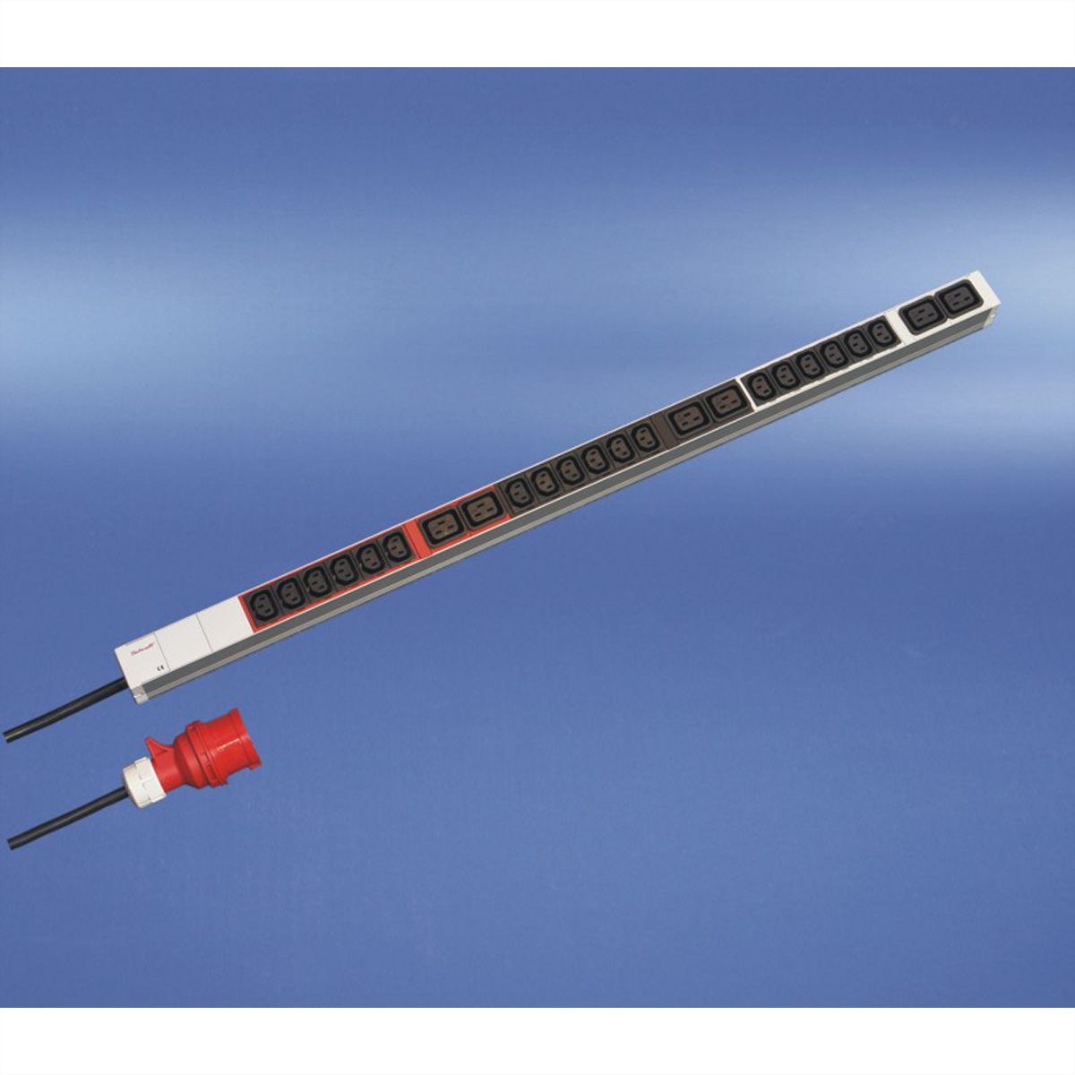 SCHROFF Socket Strip, IEC, 3-Phase, 16 A, IEC 60309 Plug, 18 x IEC C13 ...