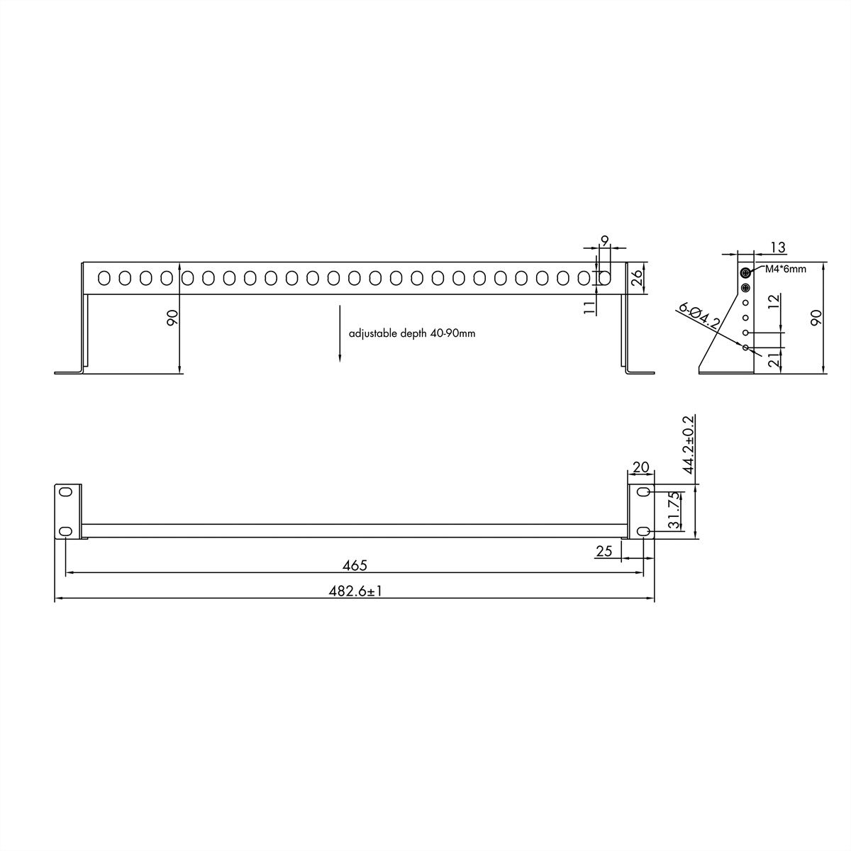 VALUE 19" 1U Rack Mountable Cable Management Bar (horizontal) with ...