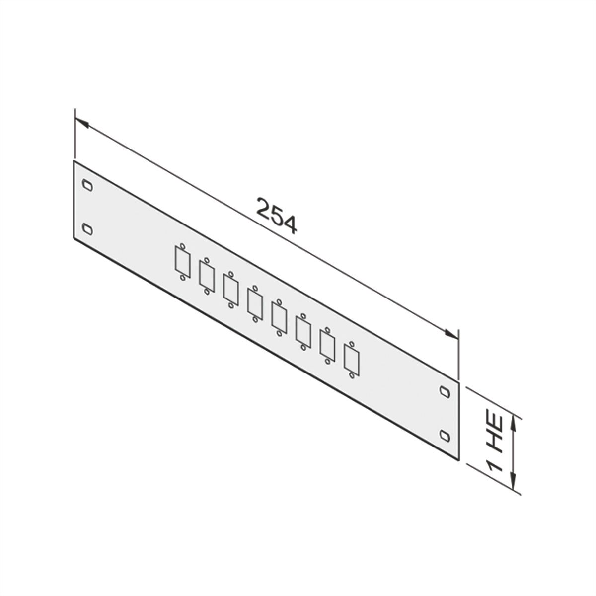 SCHROFF 10" frontpaneel met uitsparingen, 8 poorten SC, 1,5 mm, St, RAL ...