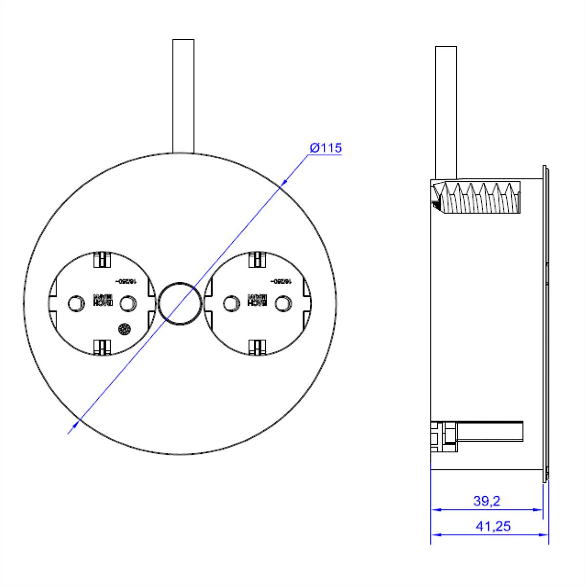 BACHMANN TWIST 2S 2x geaard stopcontact, geaarde stekker, Roestvrij ...