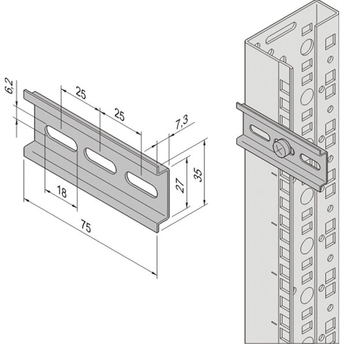 SCHROFF DIN Rail for Thermostat With Integrated Temperature Sensor ...